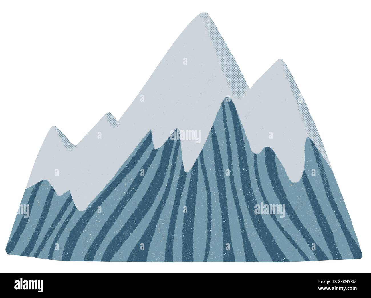 Mountains peak flat illustration, blue, vintage color Stock Photo - Alamy