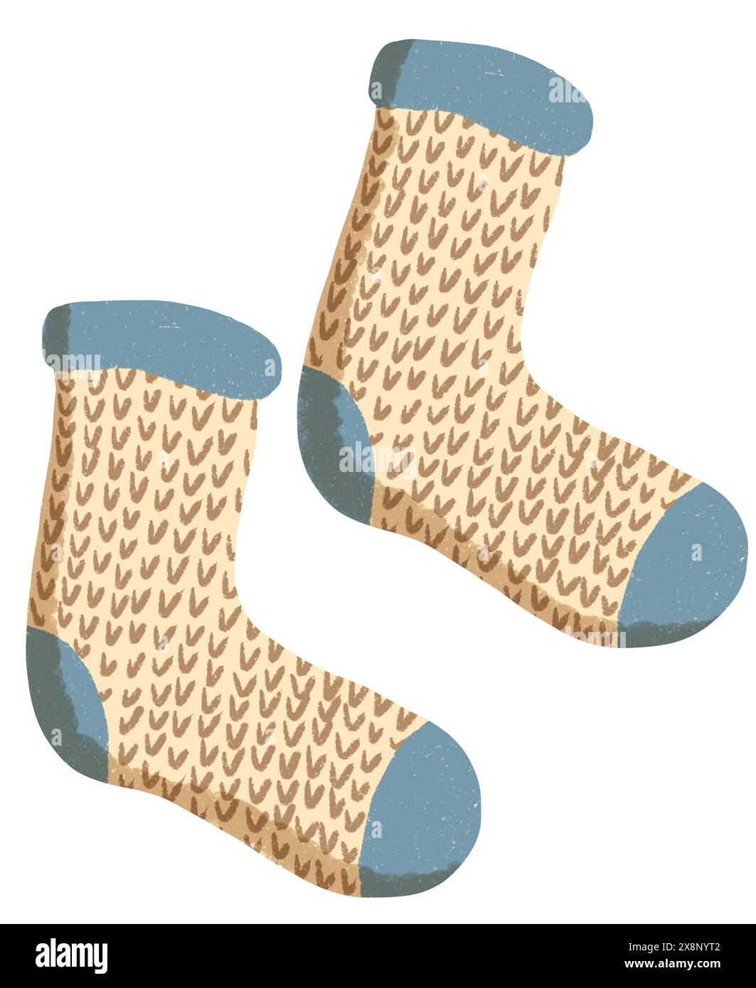 Cozy knitted socks illustration, isolated on white, texture Stock Photo ...