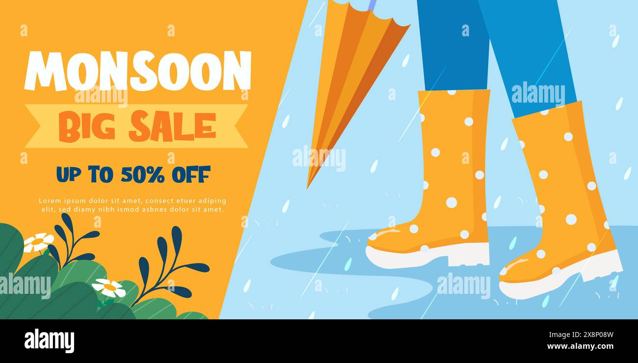 Rainy weather. Rubber boots. Monsoon elements. Spring symbols isolated ...