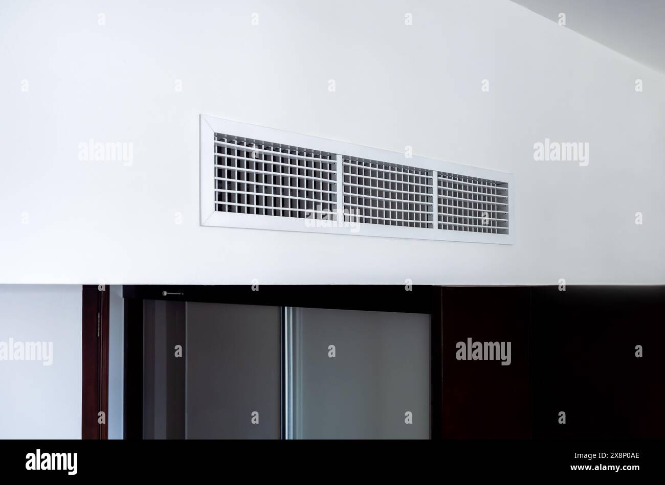 Side view of air conditioning wall mounted ventilation system on ...