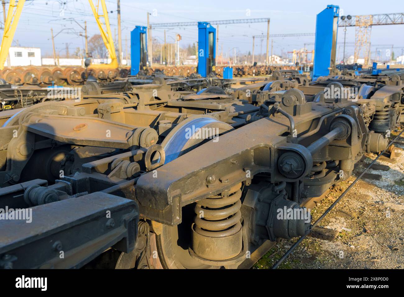 As part of waiting process for repairs, railway car wheelsets were ...