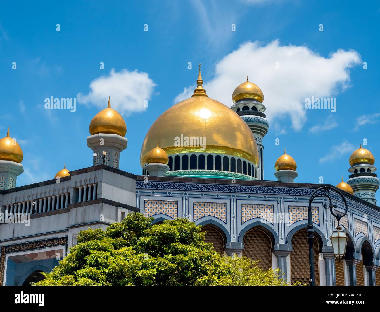 Close-up scene of Jame' Asr Hassanil Bolkiah Mosque landmark, named ...