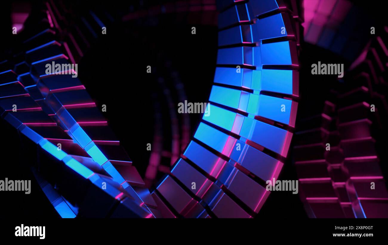 3D spiral with rotating metal lines. Design. 3D animation of generated ...