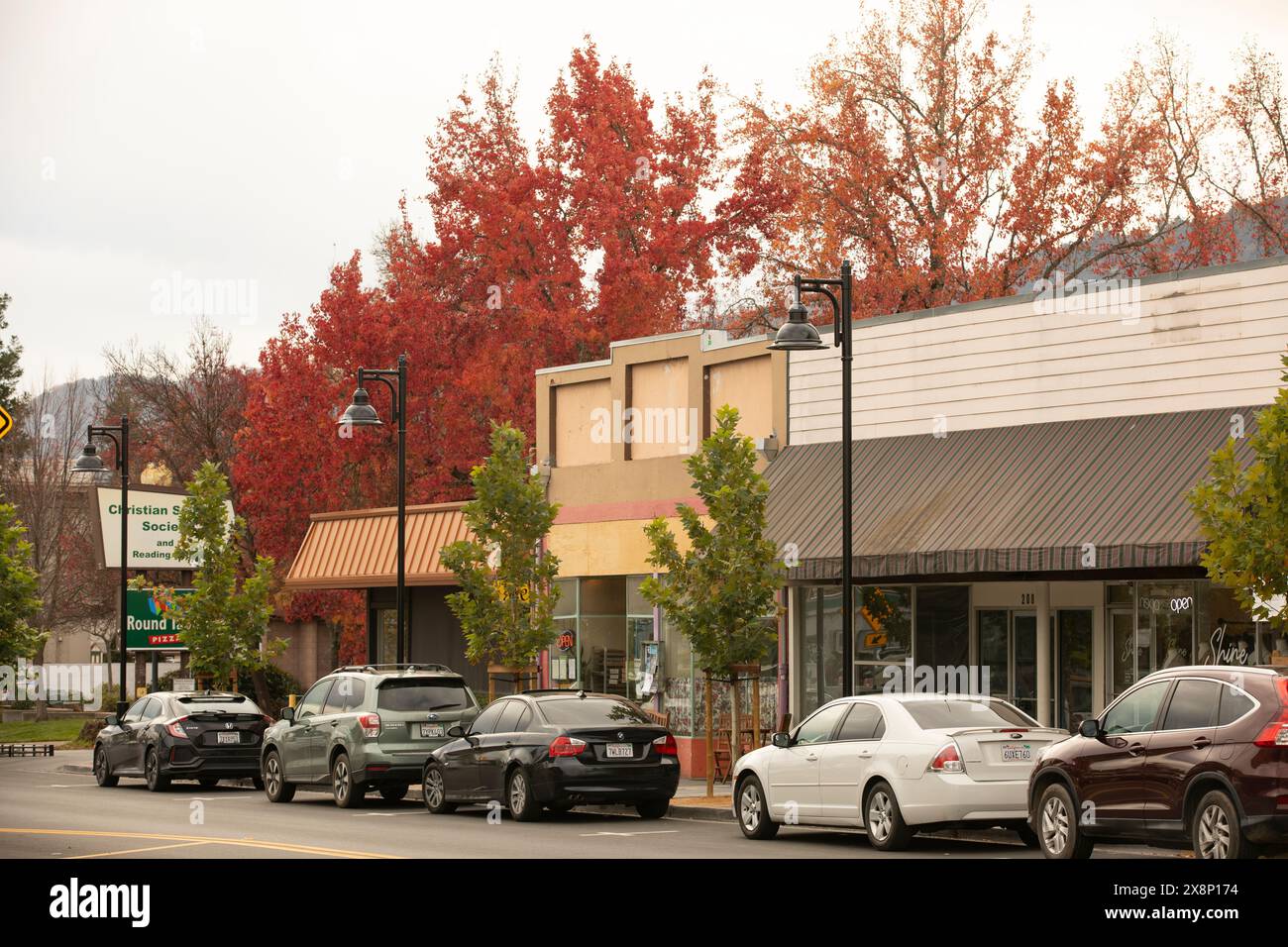 Ukiah, California, USA - November 18, 2021: Cloudy autumn light shines ...