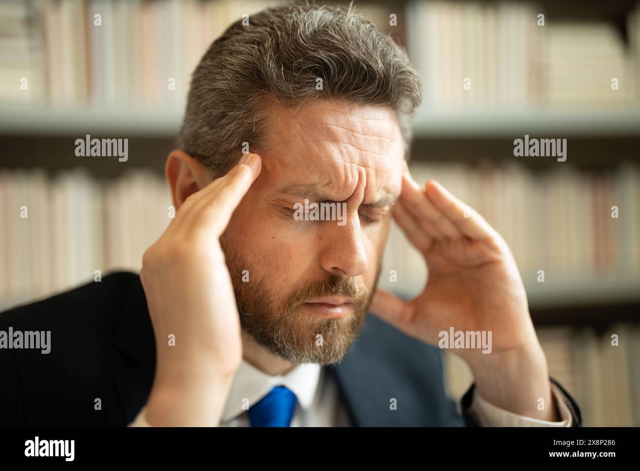 Tired freelancer guy rubbing eyes hi-res stock photography and images ...