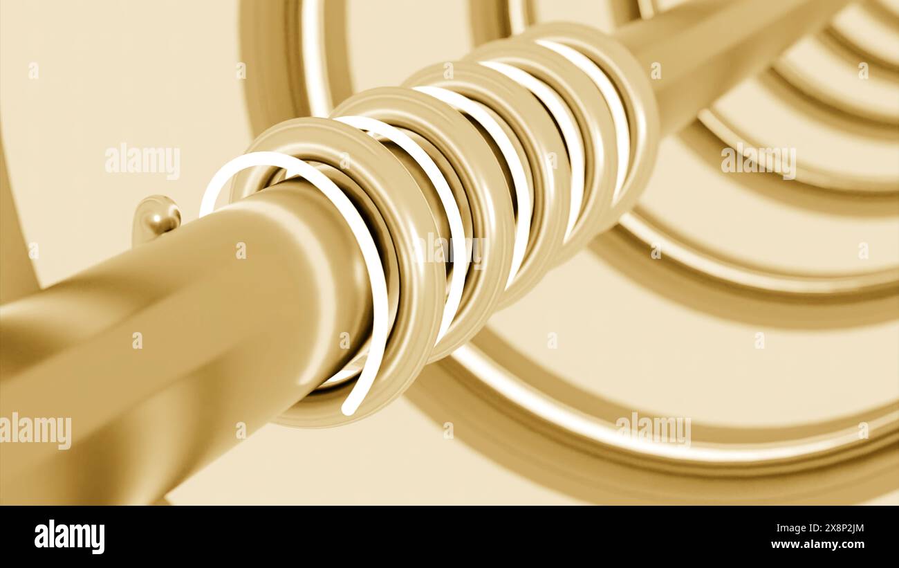 Abstract alien tunnel with metal pipes. Design. Extraterrestrial ...