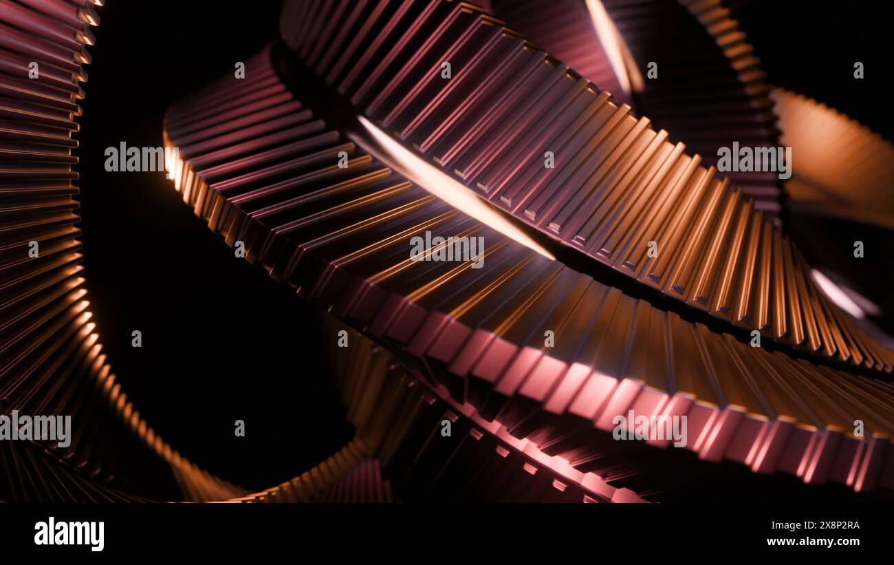 3D spiral twisting from metal lines. Design. Metal spiral with twisting ...