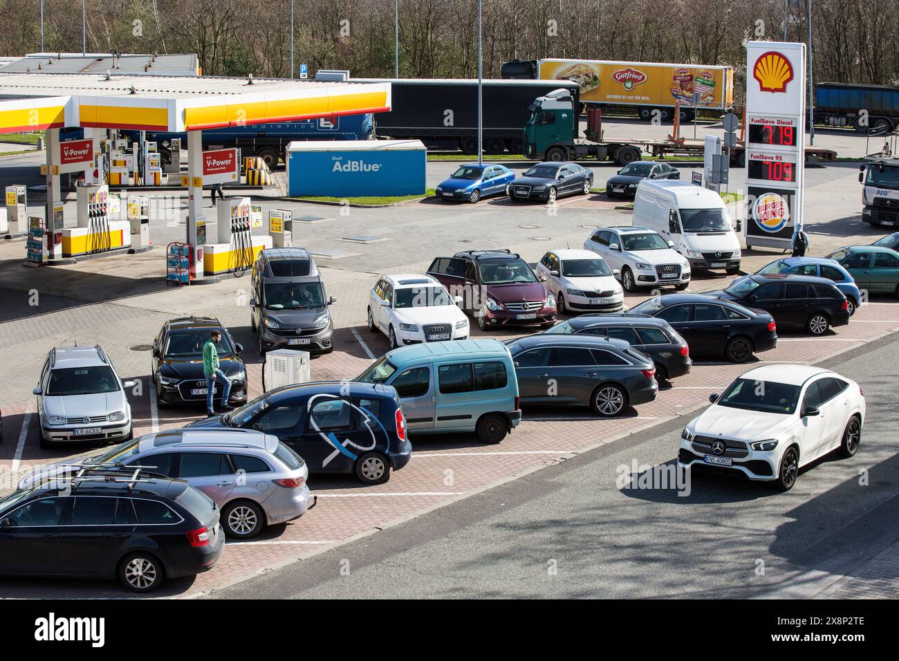 Ruda Slaska, Poland. 27th Mar, 2024. General view of vehicles parked at ...