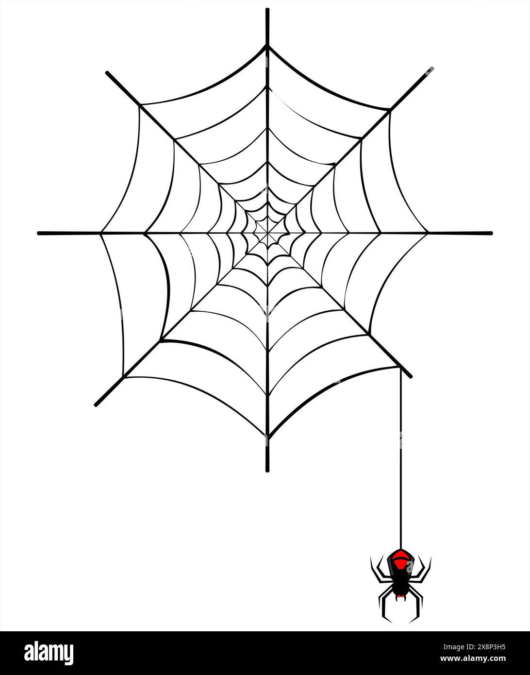 scary spider web halloween design line art vector Stock Vector Image ...