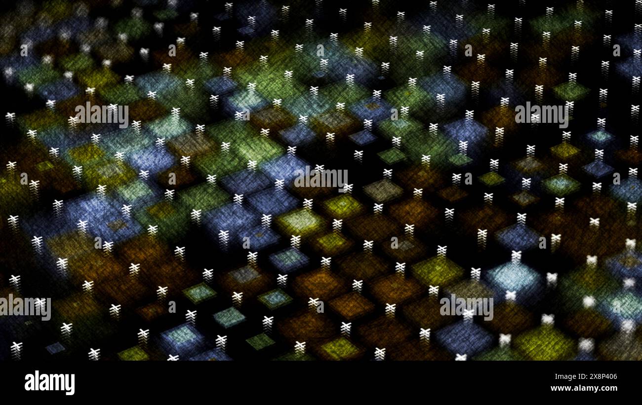 Blurred squares are moving gently on the black screen. Animation. Field ...
