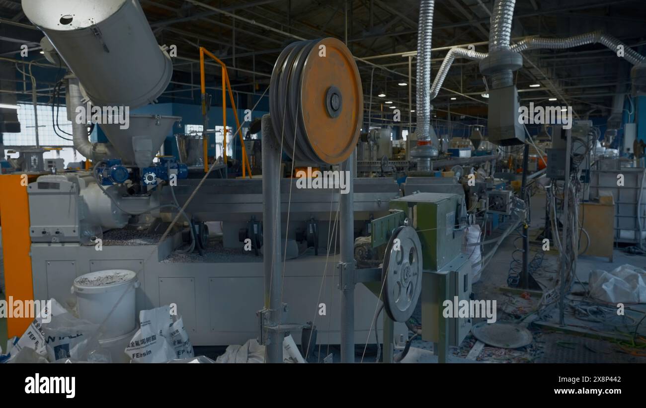 Cable wire production and machines in factory. Creative. Industrial ...