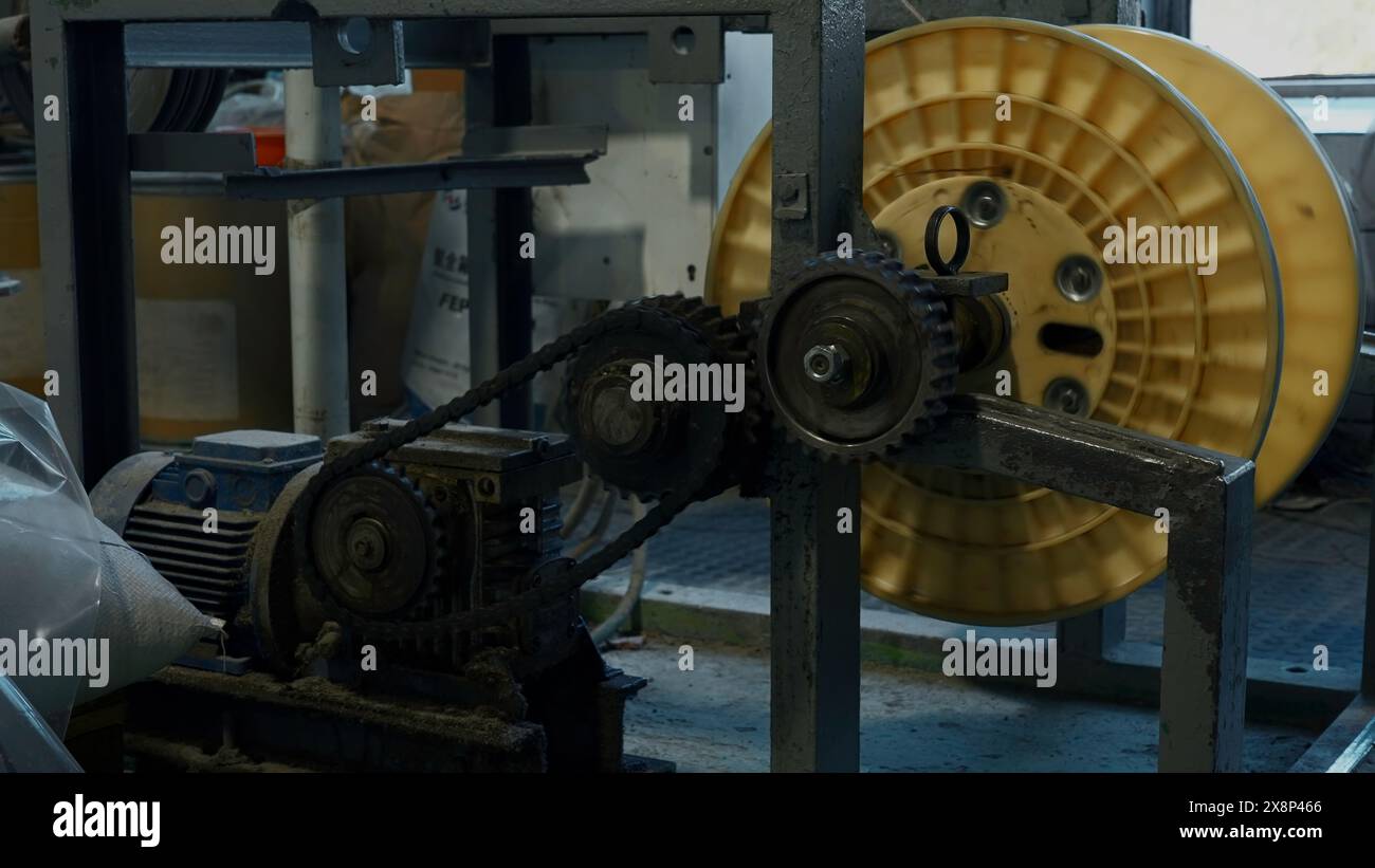 A mechanism with rotating gears. Creative. Industrial background at the ...
