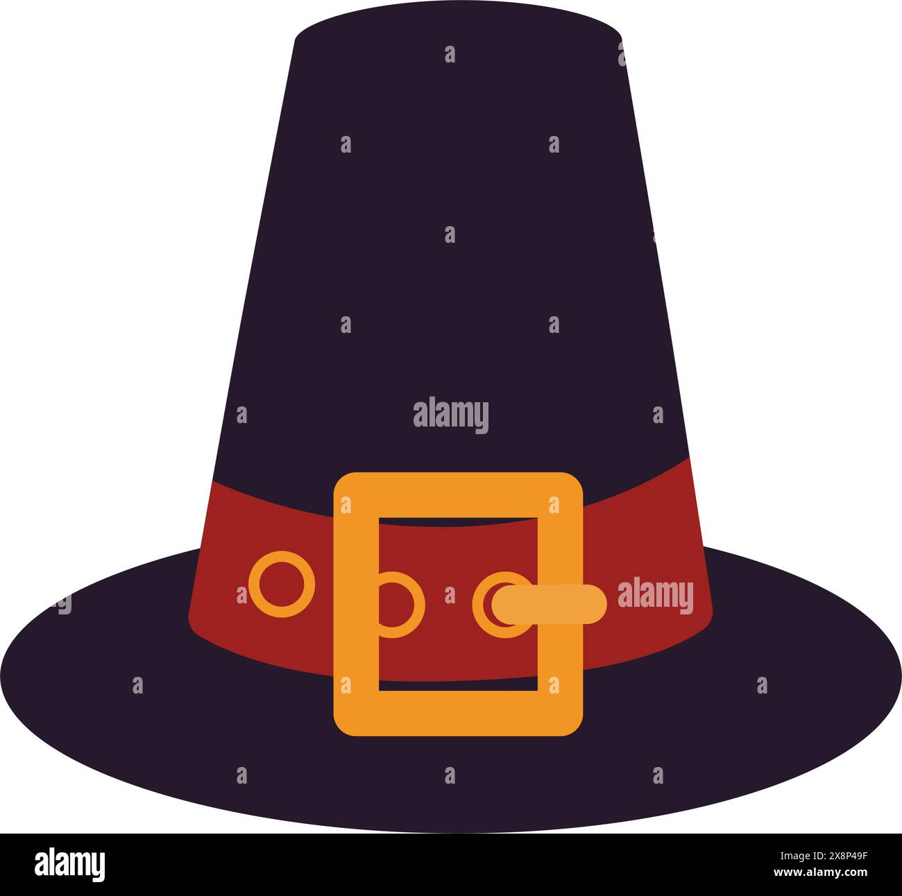 Pilgrim Hat Classic Symbol of Thanksgiving in minimalistic style in trendy Traditional shades ...