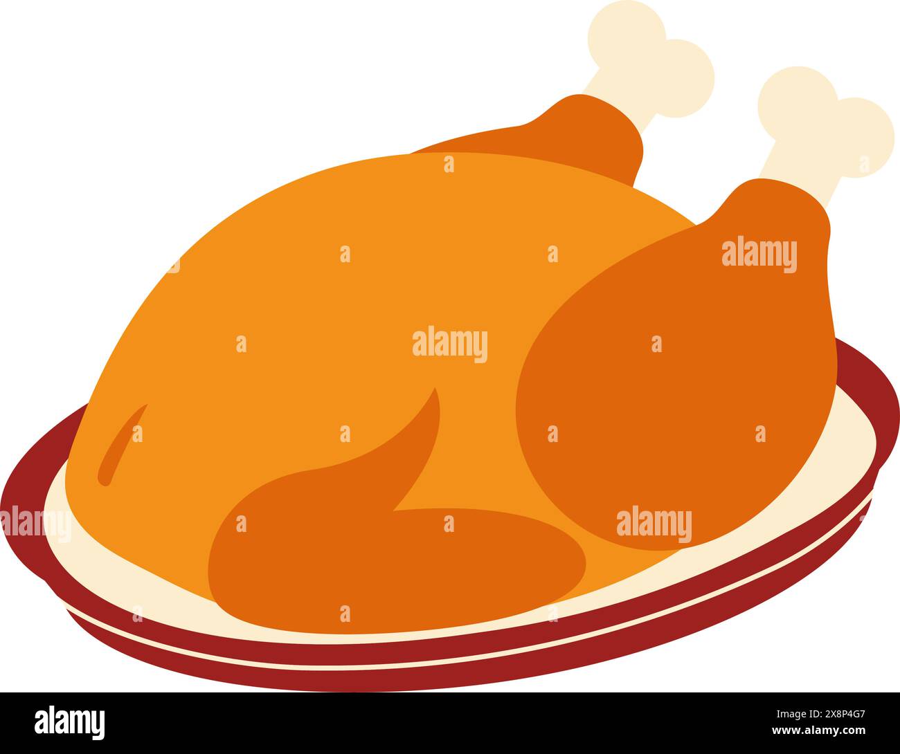 Roasted turkey on a platter Thanksgiving traditional food Icon Sticker ...