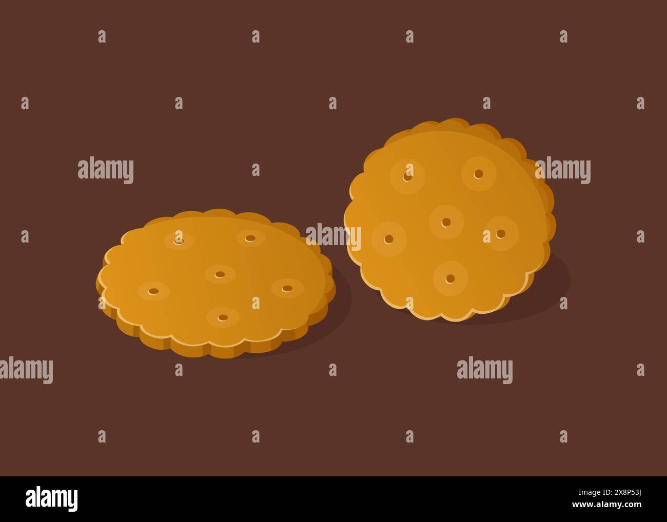 Freshly baked crackers isolated. Healthy eating, food illustration ...