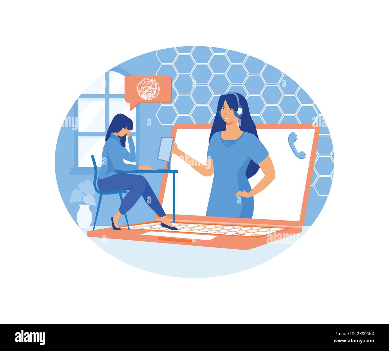 Psychological counseling concept. Online psychological assistance service. flat vector modern ...