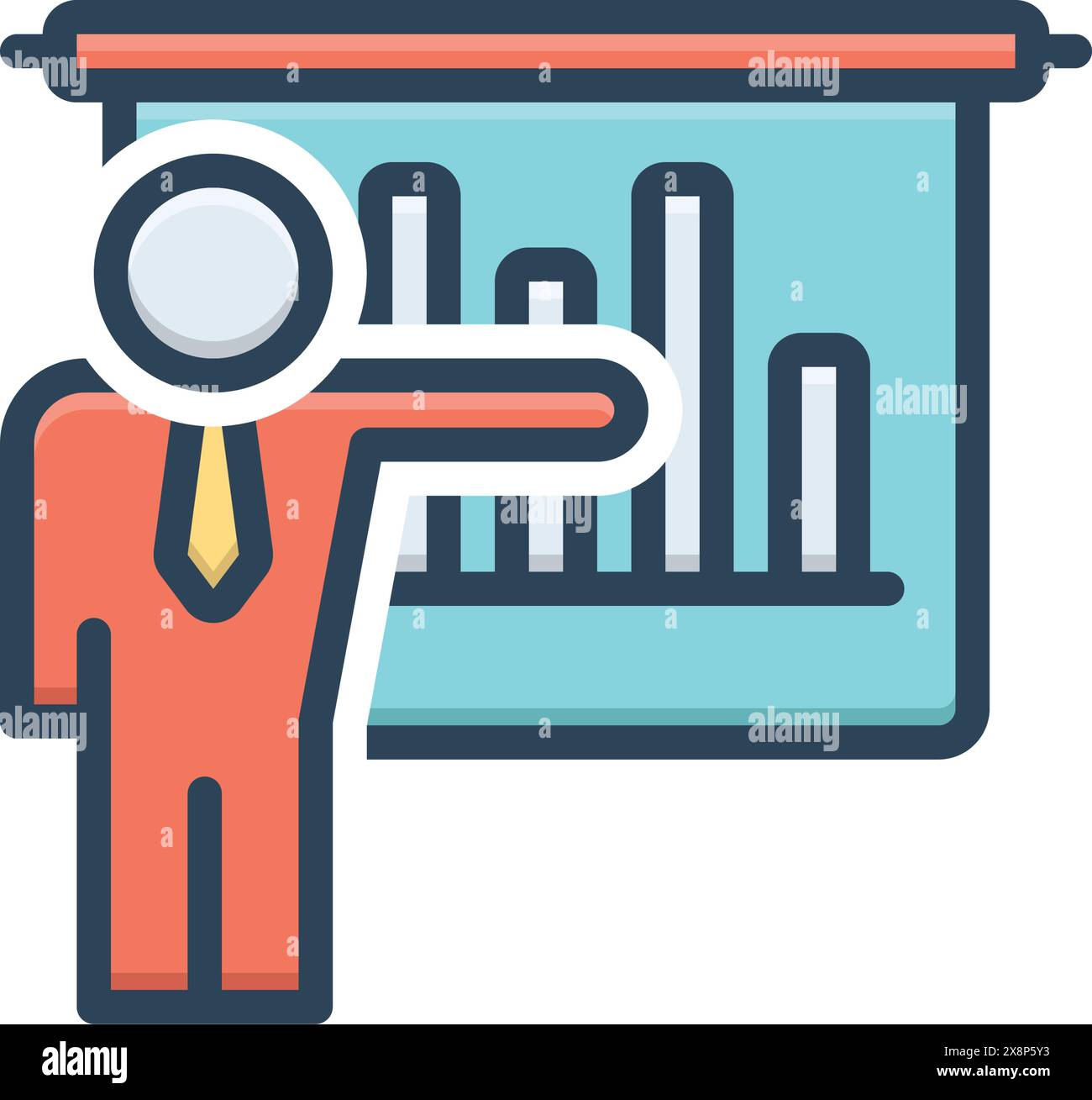 Icon for businessman presenting bars graphic,demonstration Stock Vector ...