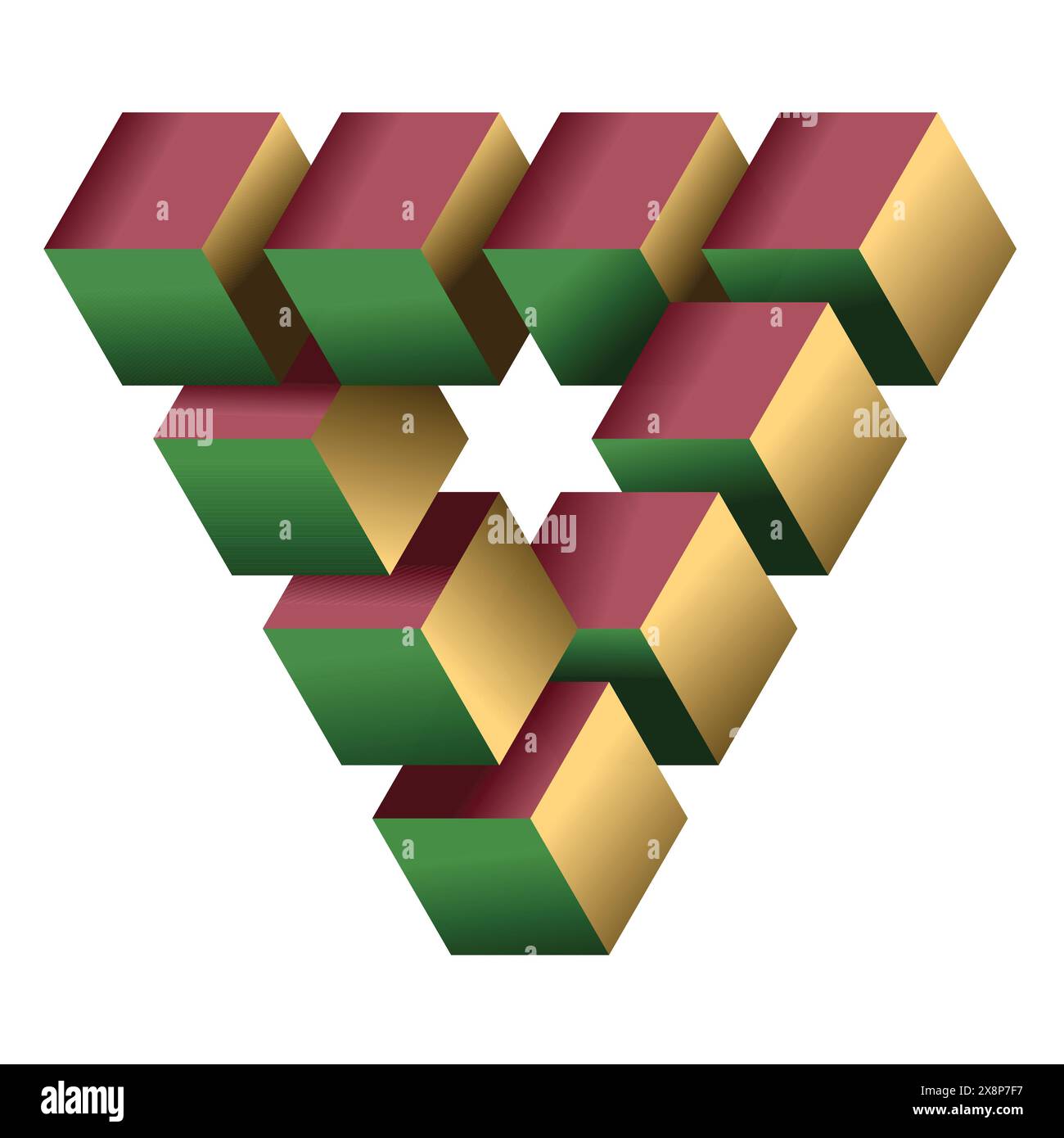 The abstract color squares arrange in a triangle pattern on a white ...