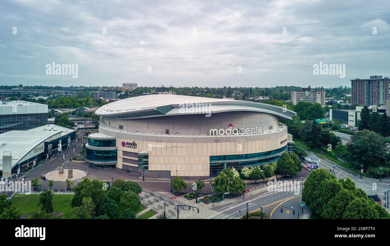 Moda Center, a arena in Portland Oregon, aerial photo Stock Photo - Alamy