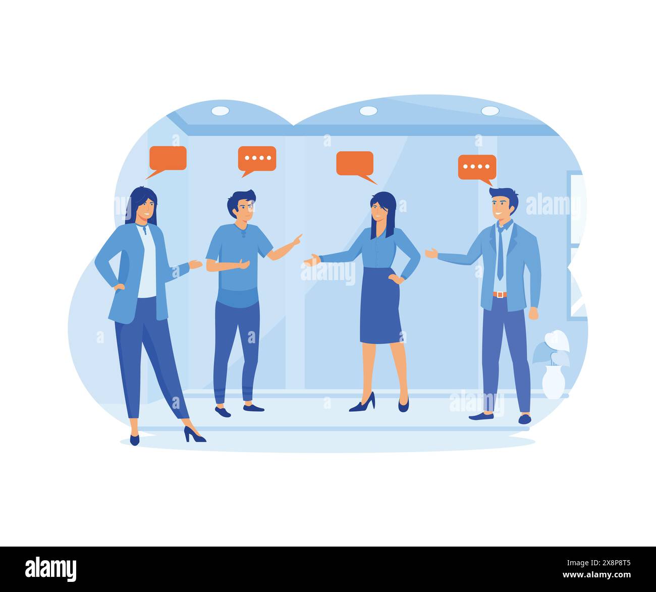 Discussion, team communication conversation, coworker chat, opinion ...