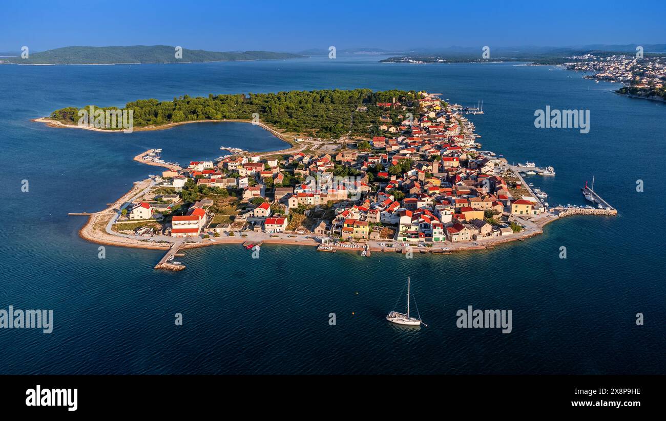 Krapanj, Croatia - Aerial view of Krapanj island (Otok Krapanj), the ...