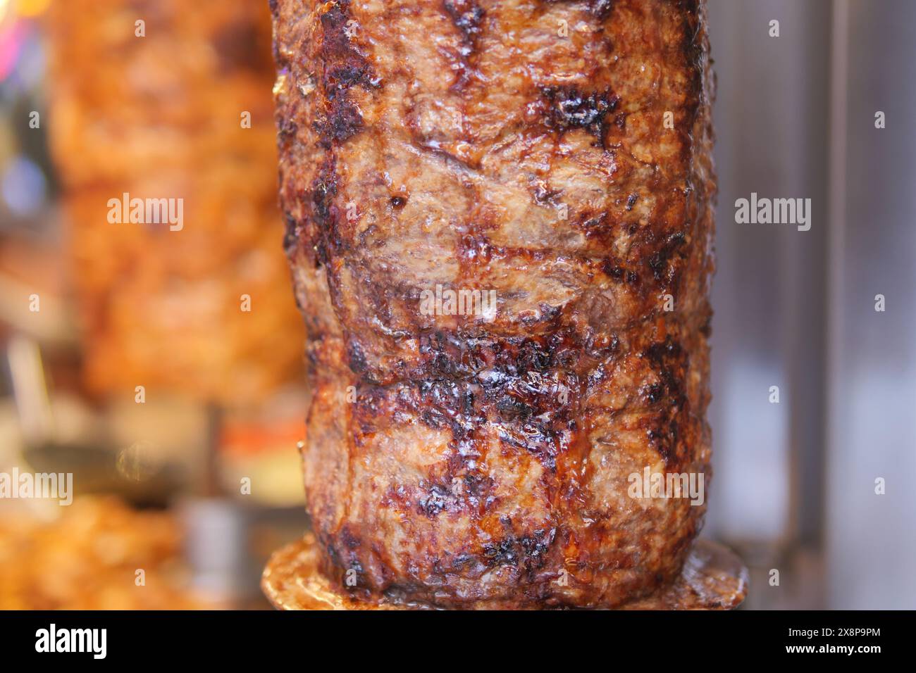 rotating traditional gyros meat close up Stock Photo - Alamy