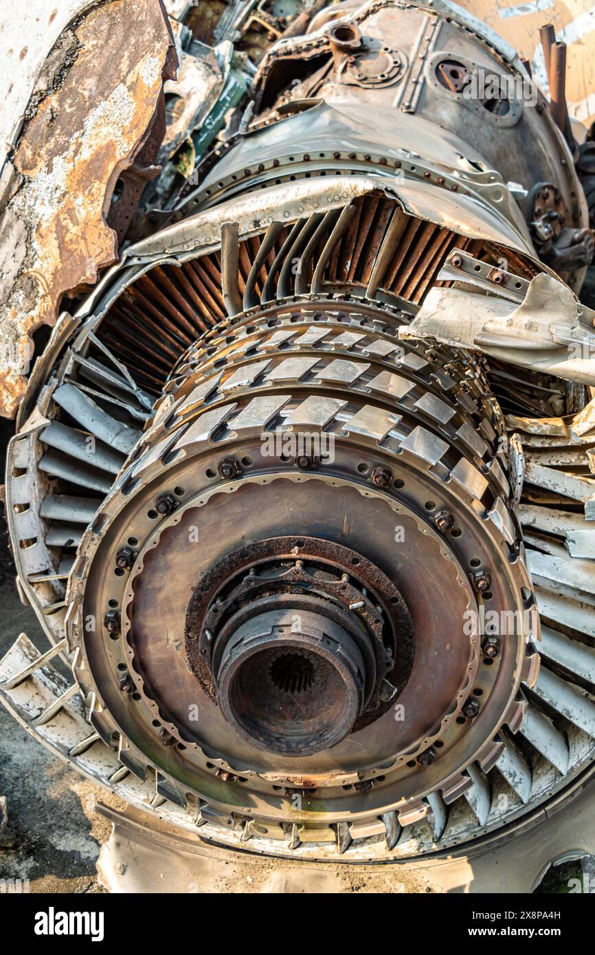 Old damaged aircraft turbine Stock Photo - Alamy