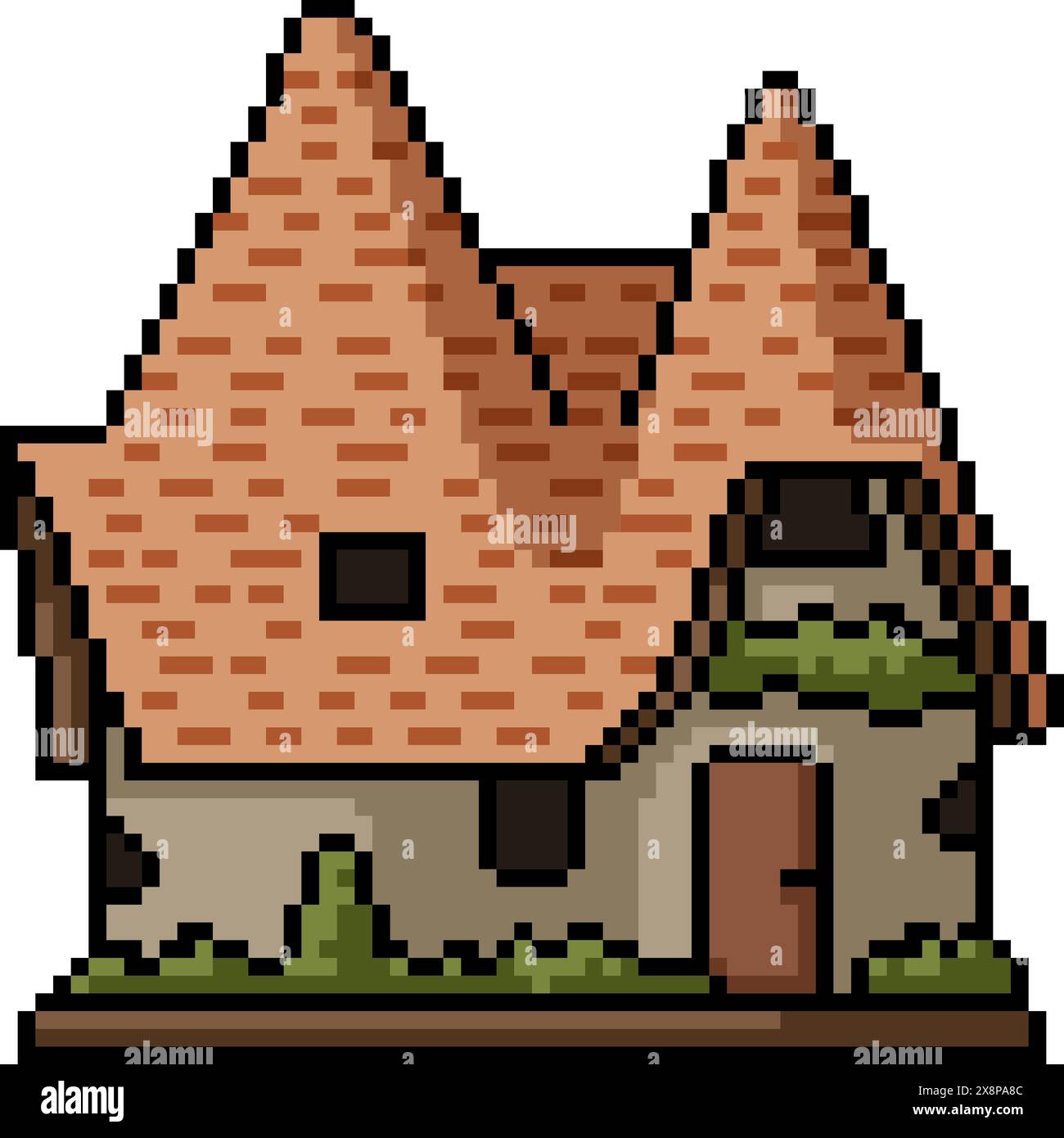 pixel art of fantasy clay house isolated background Stock Vector Image ...