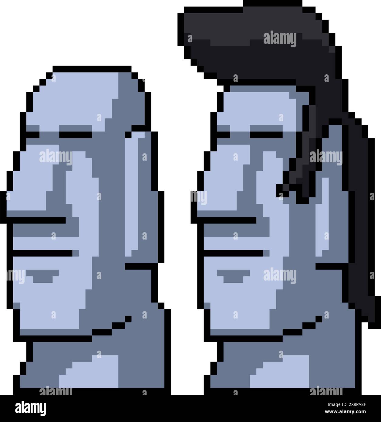 pixel art of stone head hair isolated background Stock Vector Image ...