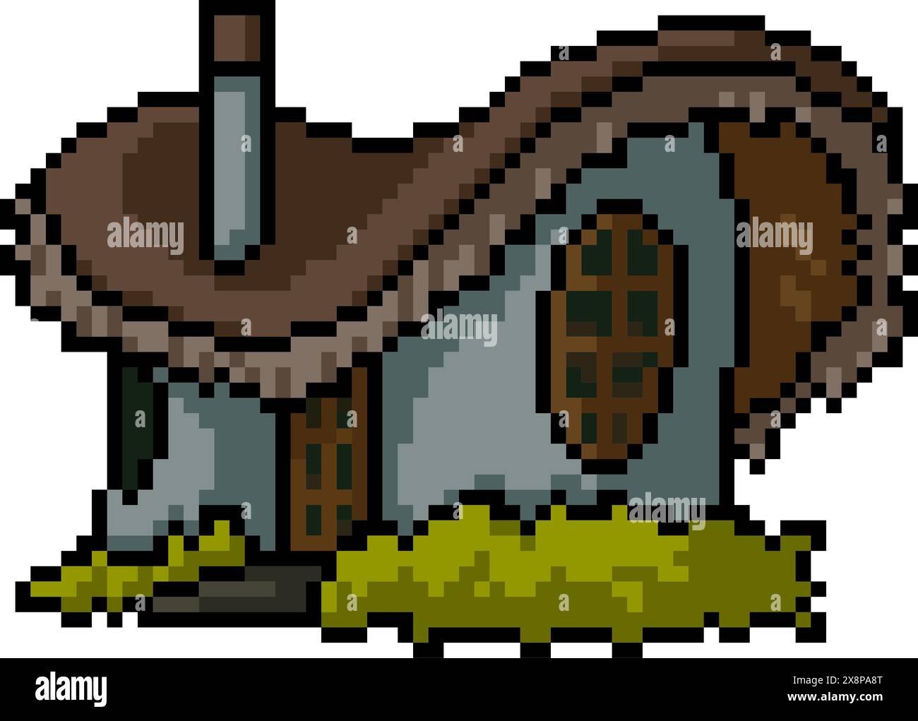 pixel art of fantasy clay house isolated background Stock Vector Image ...