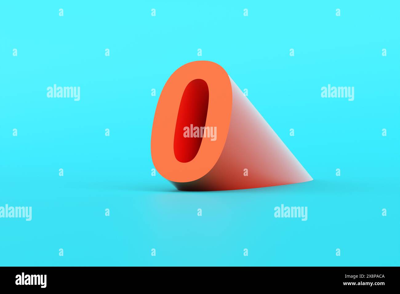 Orange colored number zero on blue background. 3D rendered numbers for ...