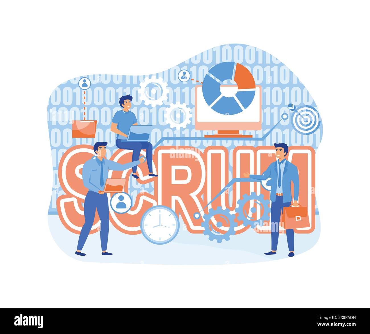 SCRUM framework. Concept with keywords, letters and icons. flat vector ... SCRUM framework. Concept with keywords, letters and icons. flat vector ...
