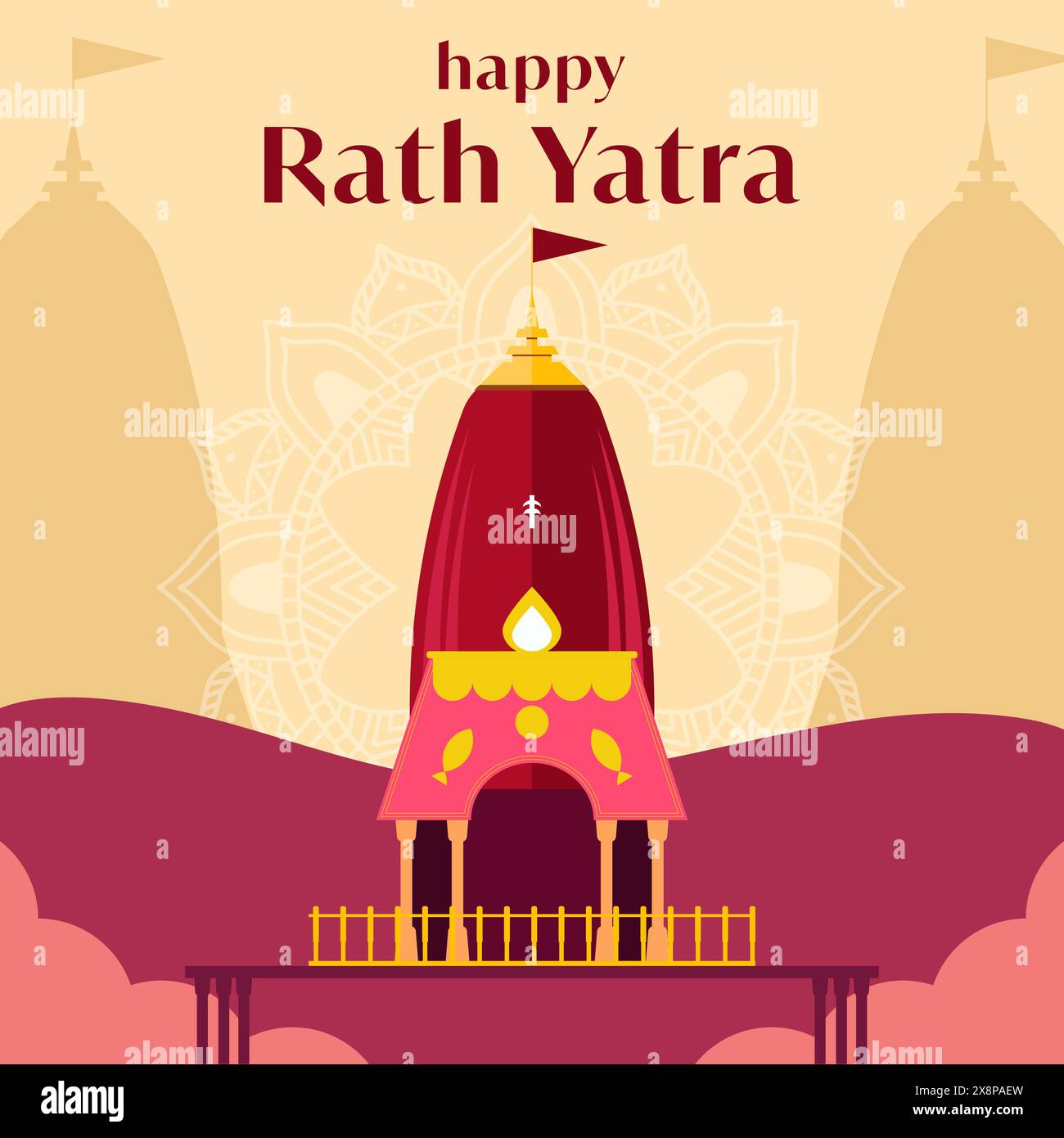 Happy Rath Yatra illustration in flat design style Stock Vector Image ...