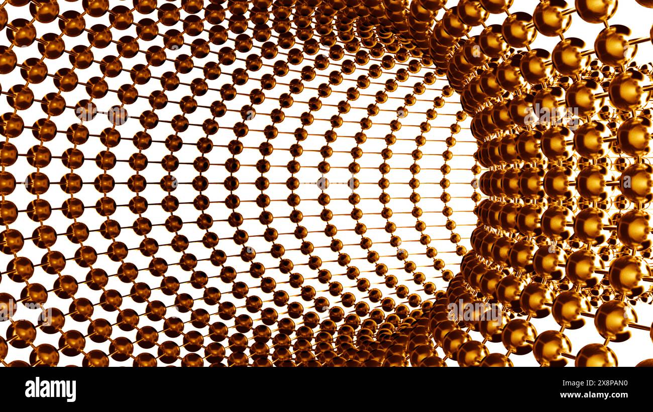 Metallic abstract pipeline grid, 3d technology. Design. Flying inside ...
