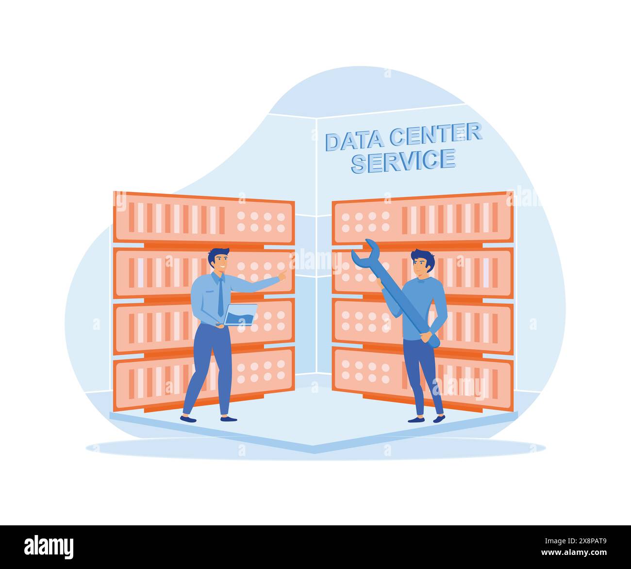 Service engineers administrators set up data centers. Of setting ...