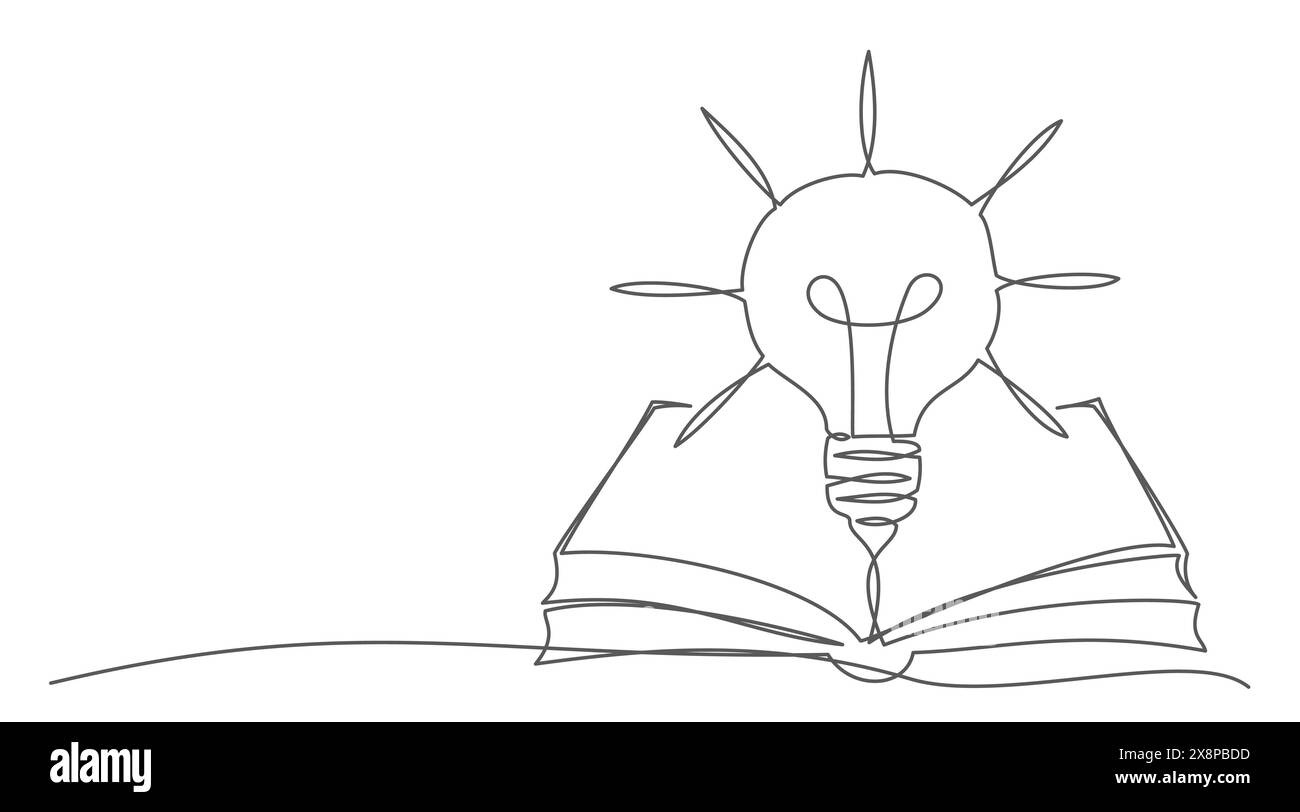 Knowledge One line drawing isolated on white background Stock Vector ...