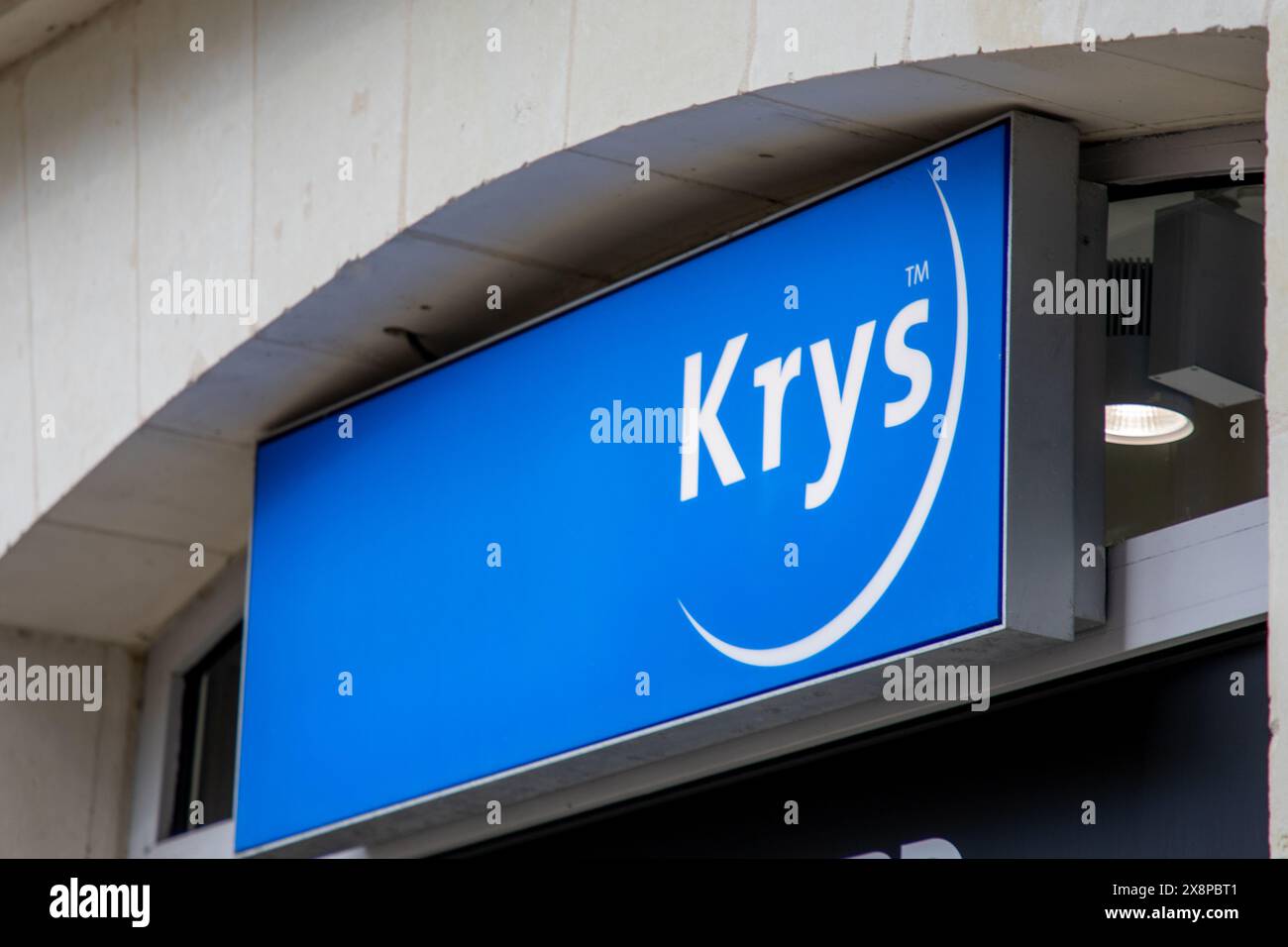 nantes , France - 05 22 2024 : krys optic logo brand blue with text ...