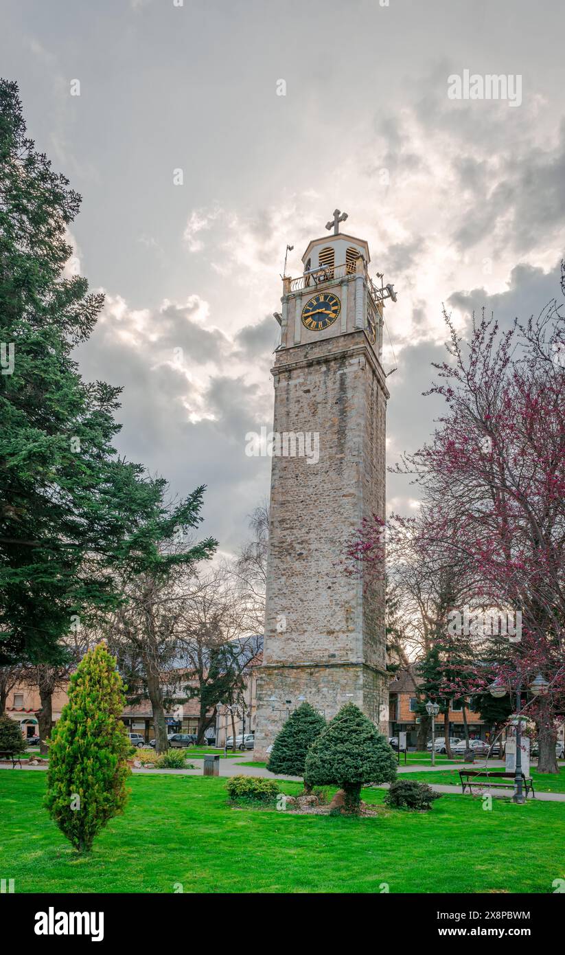 The Clock Tower of Bitola (aka Saat Kula), a medieval landmark of the ...