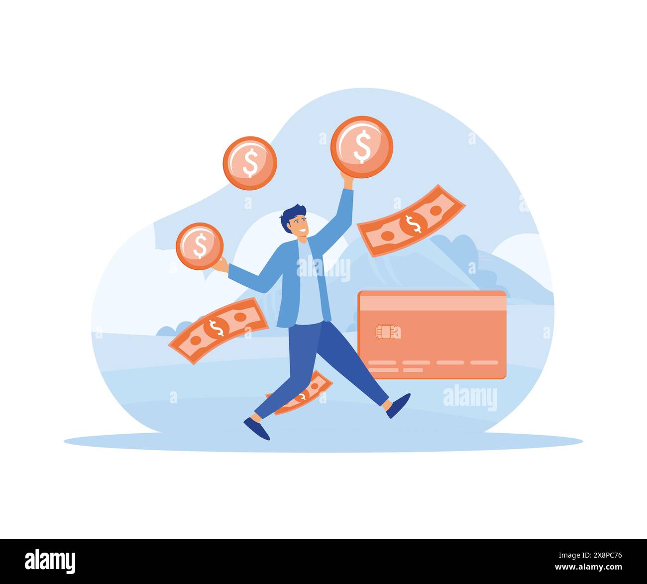 Salary payment concept. Payroll, annual bonus, income, payout with ...