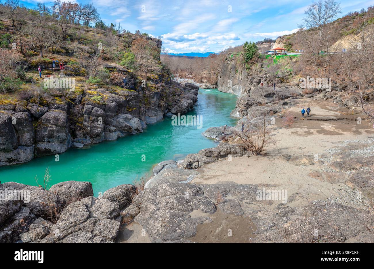 The Venetikos river, the largest tributary of the Aliakmonas river that ...
