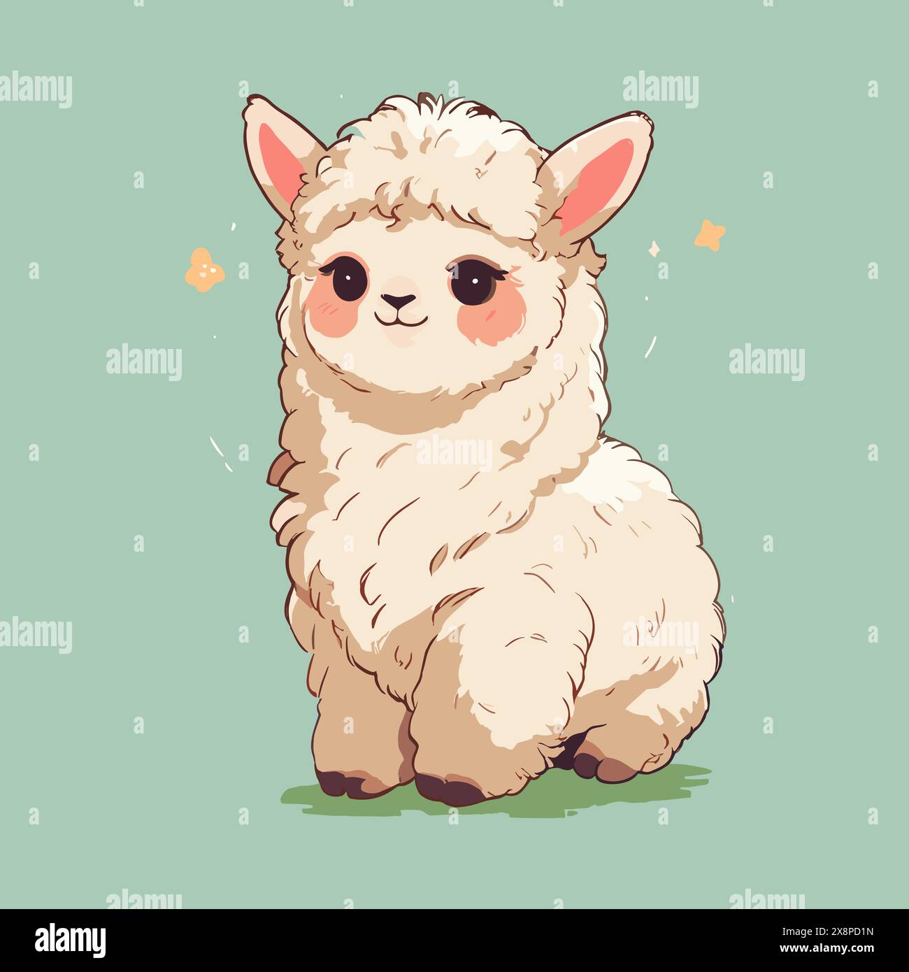 Cute alpaca drawing with fluffy coat and large eyes Stock Vector Image ...