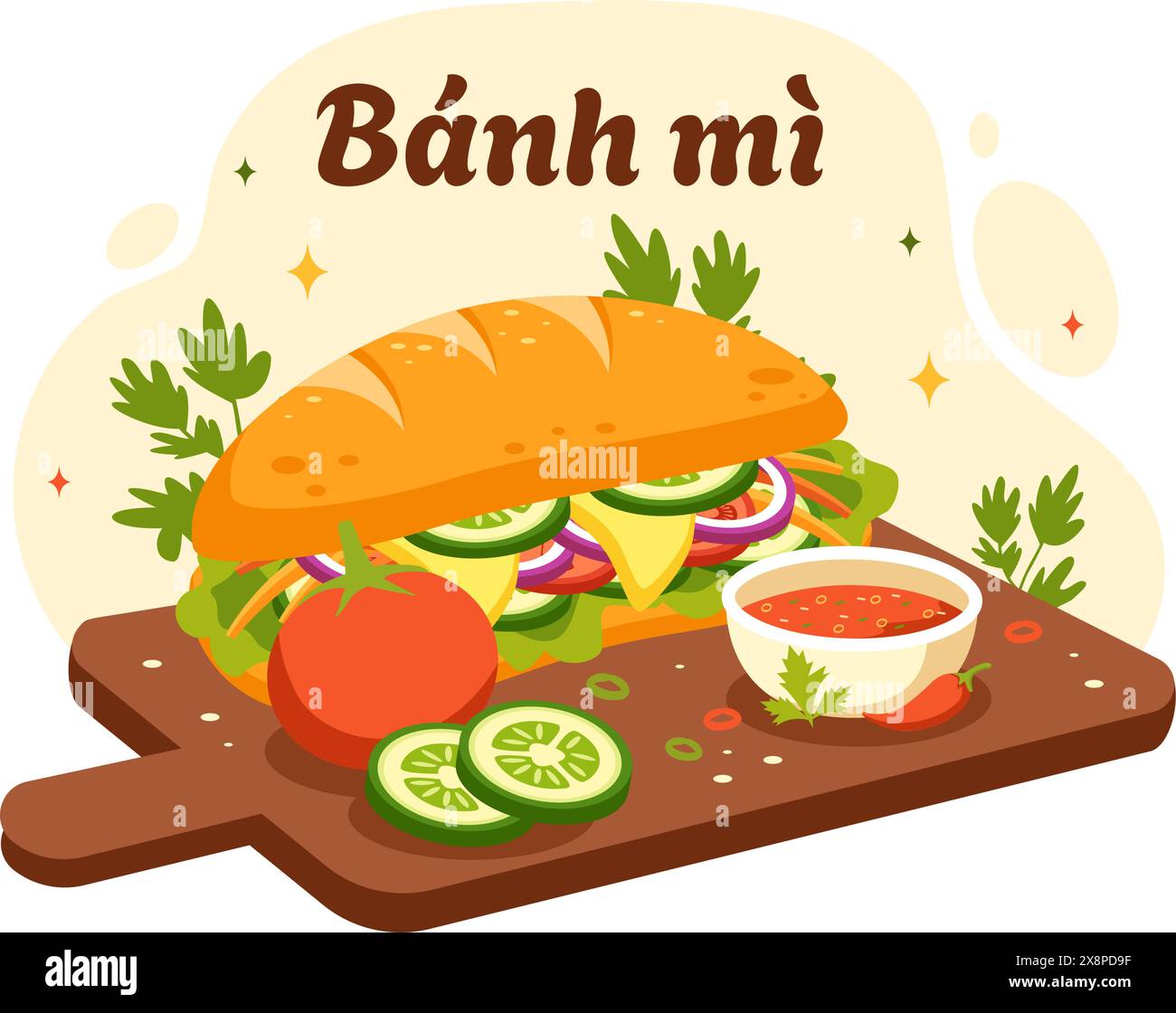 Vietnamese Food Restaurant Vector Illustration of A Menu Featuring a ...