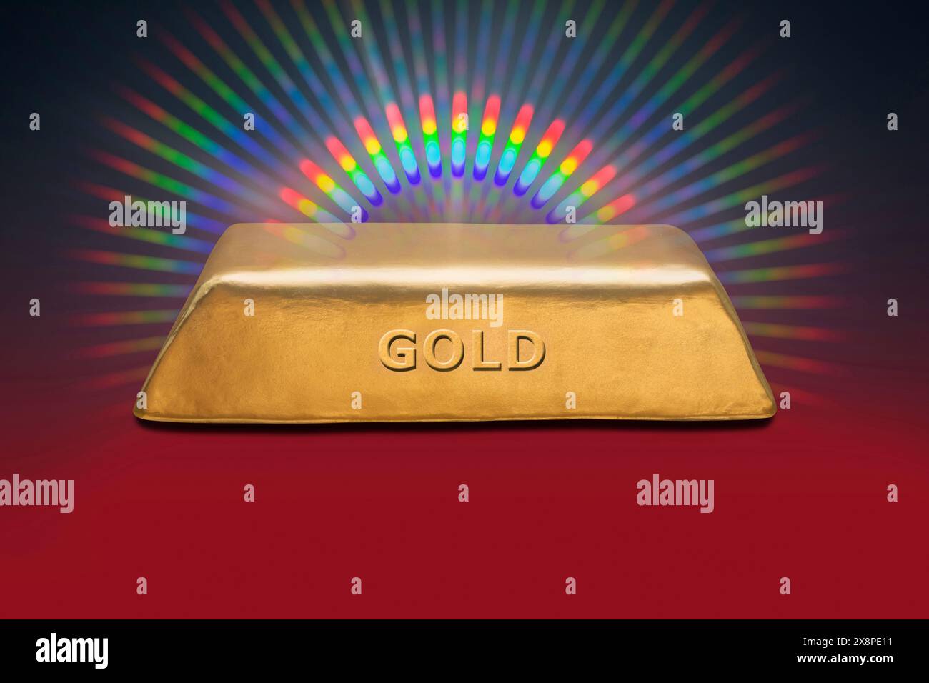 Gold bar with rainbows, Gold embossing Stock Photo - Alamy
