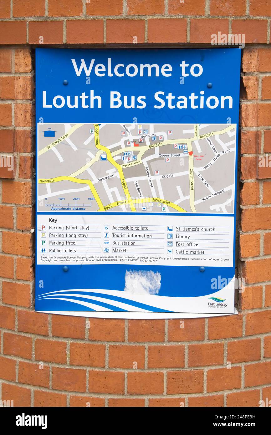 map of the local area in louth bus station lincolnshire Stock Photo - Alamy