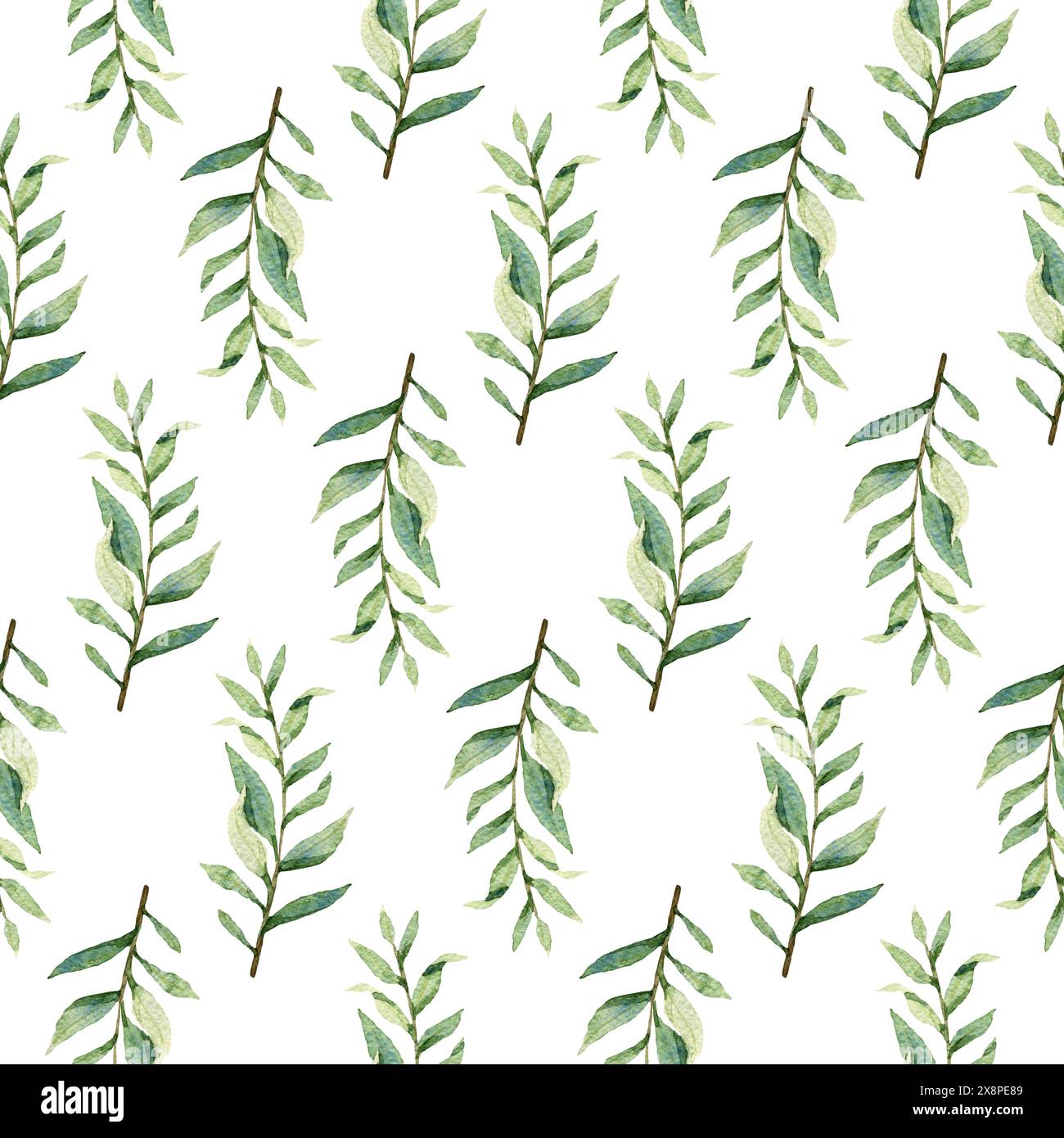 Watercolor greenery seamless pattern Cut Out Stock Images & Pictures ...