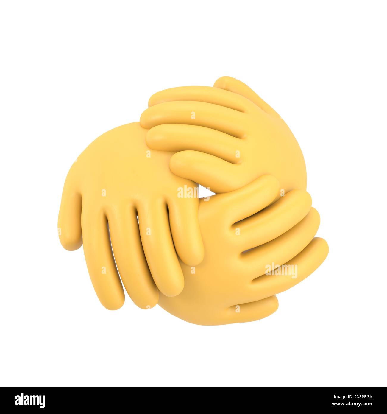Cartoon Gesture Icon Mockup.Three human join hands together ...
