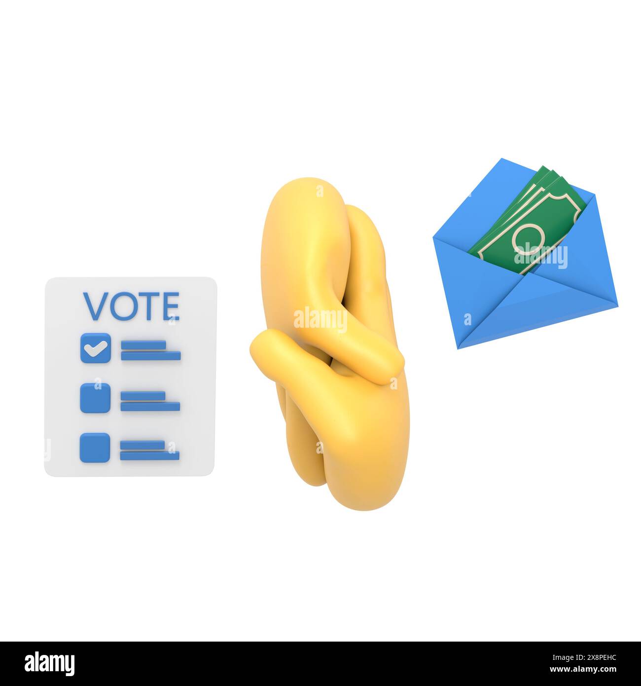 Cartoon Gesture Icon Mockup.3D hand putting voting paper in ballot box ...