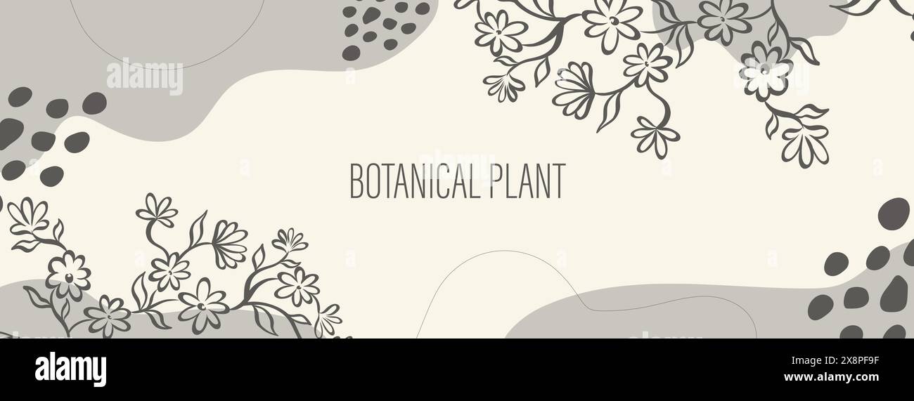 Design banner plant nature hand drawn. Plant botanical element.Elegante ...