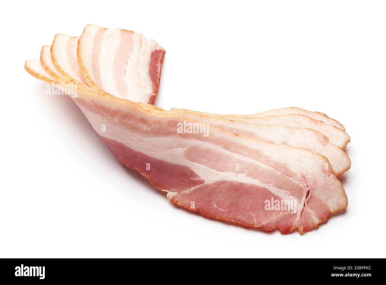 Smoked bacon isolated on white background Stock Photo - Alamy