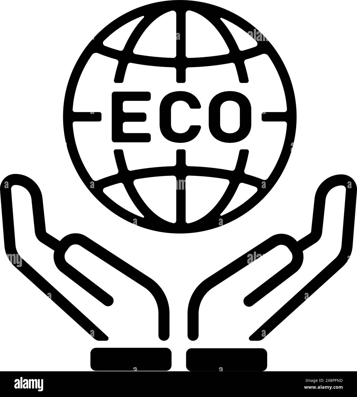 Vector icon illustration with an ecology theme (earth and hand motif ...